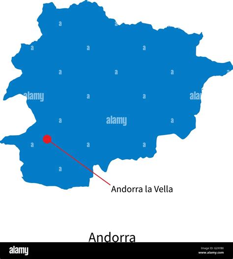 Detailed Vector Map Of Andorra And Capital City Andorra La Vella Stock