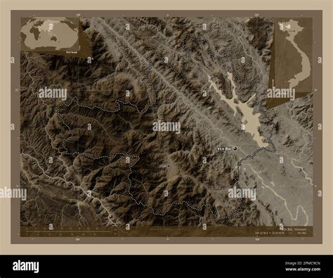 Yen Bai Province Of Vietnam Elevation Map Colored In Sepia Tones With
