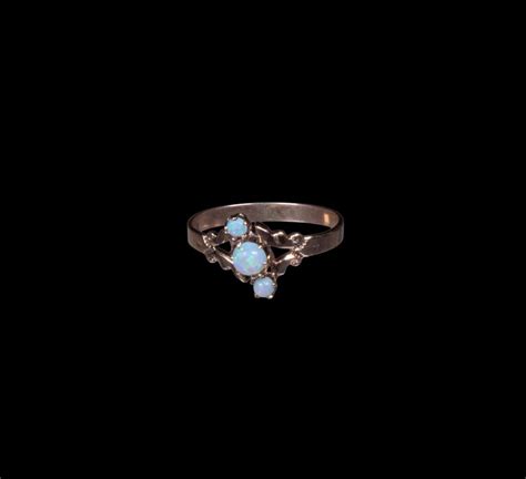 Lot Antique 10k Gold Ring With Opal Cabochons