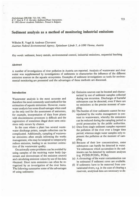 Pdf Sediment Analysis As A Method Of Monitoring Industrial Emissions