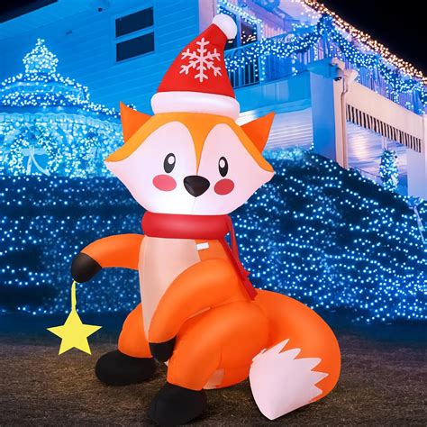 Leyndo 5 Ft Tall Lighted Fox Christmas Decorations