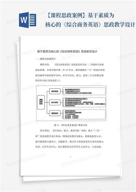 【课程思政案例】基于素质为核心的《综合商务英语》思政教学设计word模板下载 编号lzzmxmoe 熊猫办公