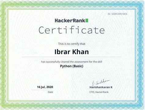Hackerrank Python Hackerearth Challenge Harishankarank Certificate Pythonprogramming