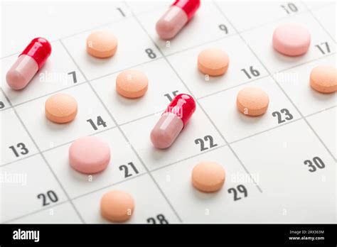 Pills Are Of Different Color On The Calendar Schedule Medication