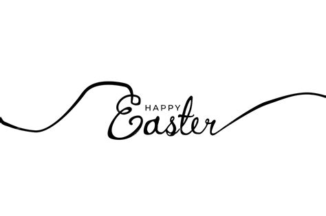Premium Vector Happy Easter With Swooshes In Black Linear Text Hand