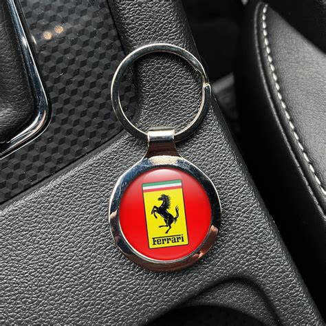 Ferrari Keychain Metal Red Yellow Rectangle Design Keychains
