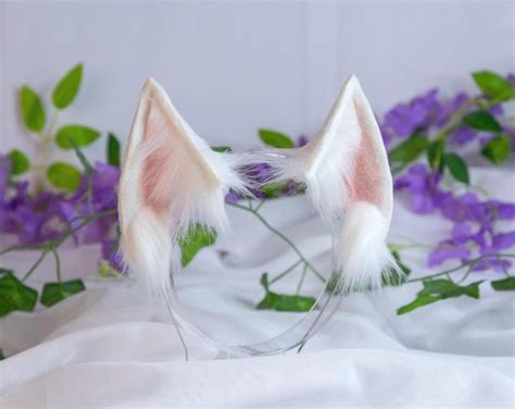 White Realistic Cat Ears Cosplay Neko Kemonomimi Nekomimi