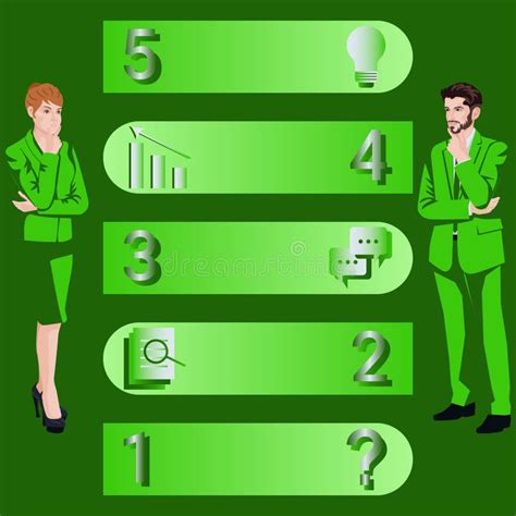 Man And Woman Using 5 Steps Flat Stock Vector Illustration Of