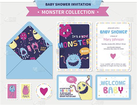 可爱的怪物插图。