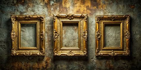 Vintage Fashion Still Life Gilded Frames Grunge Wall And Luxury Aesthetic Photography Stock