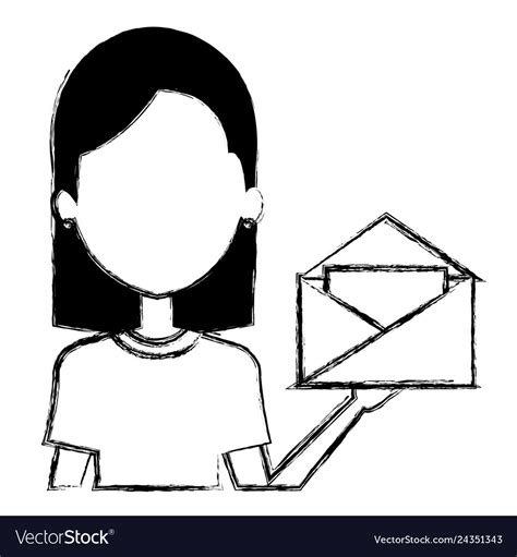 Woman With Envelope Mail Royalty Free Vector Image