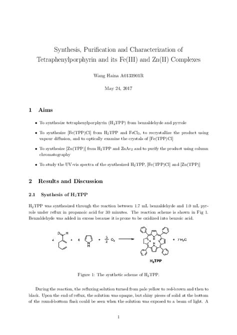 Pdf Synthesis Purification And Characterization Of