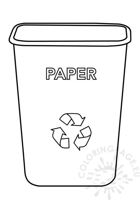 Paper Recycling Bin Coloring Page