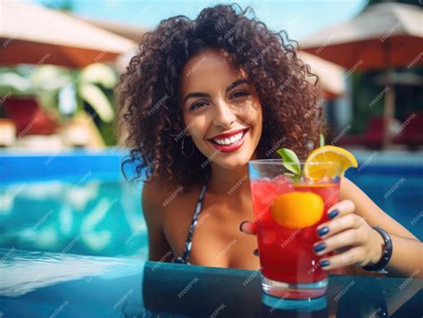 Premium Ai Image Beauty Girl Wear Bikini On Pool Summer Vibe