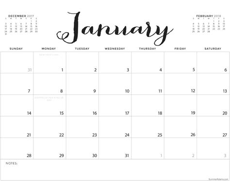 2018 Calendar Printable Pdf