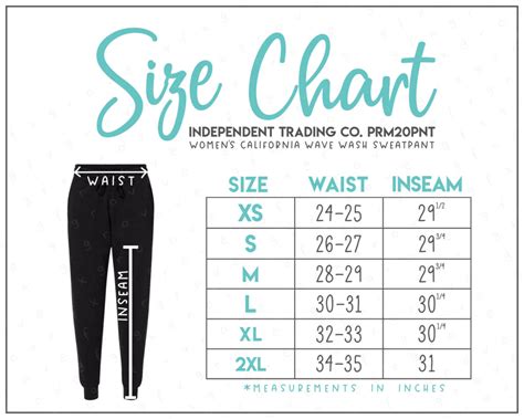 Womens Pant Size Chart In Inches