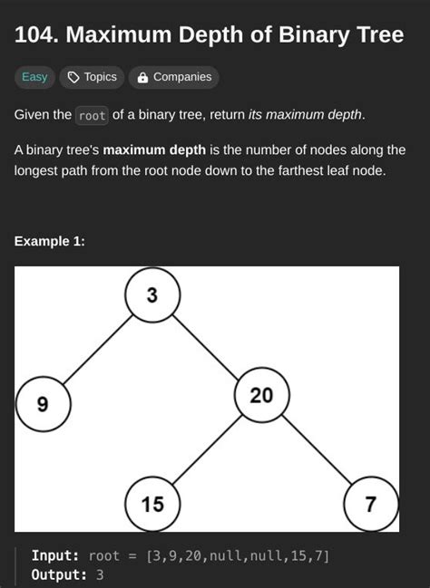 Leetcode 104 Maximum Depth Of Binary Tree Kishore Sn