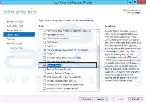 how to install vpn using rras remote and routing access