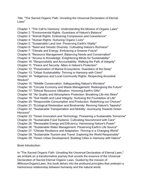 The Sacred Organic Path Unveiling Universal Declaration Of E Pdf Sustainability Forgiveness