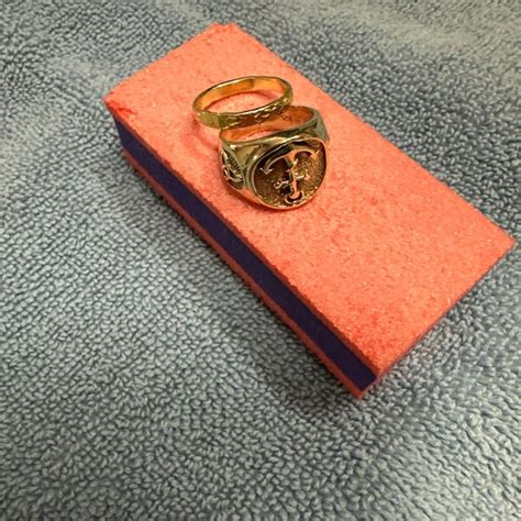 Man Gold Anchor Ring Anchor Signet Ring Personalized Mens Ring Sailor Ring Ship Anchor Ring