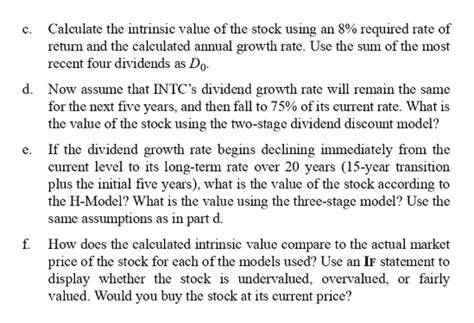 C Calculate The Intrinsic Value Of The Stock Using Chegg