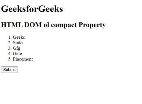 Html Dom Ol Compact Property Geeksforgeeks