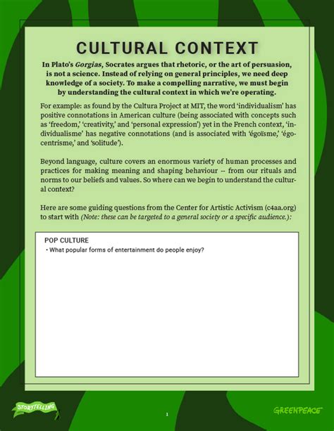 Exercise Cultural Context Greenpeace Storytelling