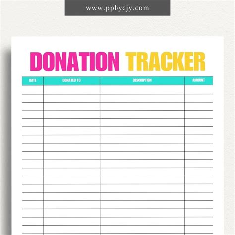 Donation Tracker Printable Pdf Template Bold Printables Template Printable Templates