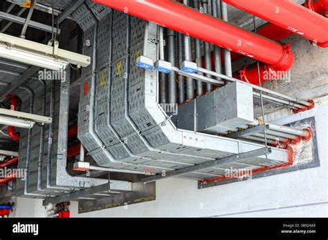 Electrical Steel Pipeline Electrical Cable Wire Way On Wall Cable Routing Between Electrical
