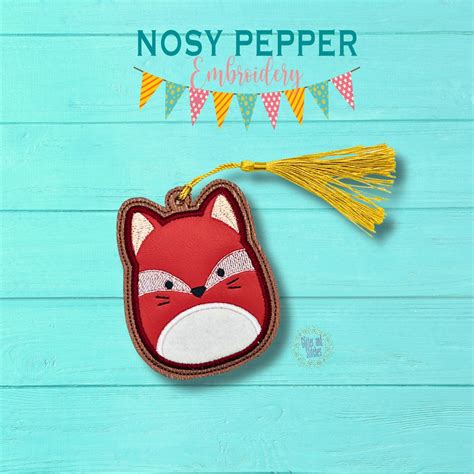 Fox Squishy Applique Bookmarkbag Tagornament Machine Embroidery File