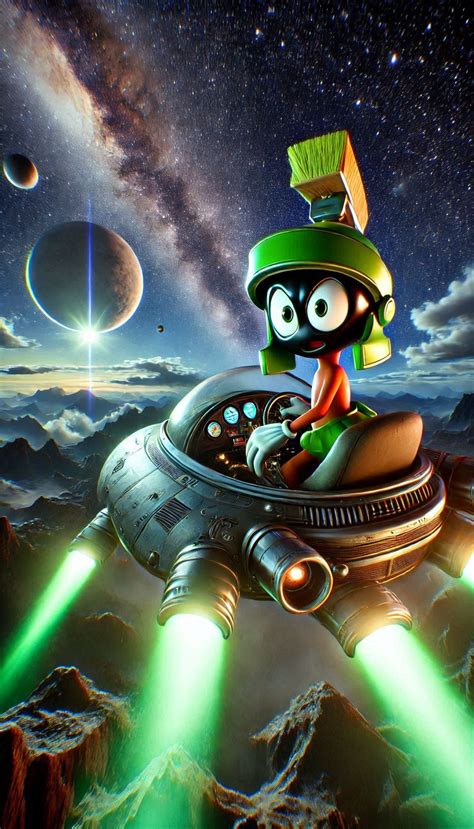 Marvin The Martian Flying In His Spaceship 🚀 Digital Art Design