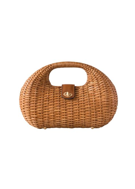 Cult Gaia Lydia Leather Trimmed Rattan Tote Beige J Cathell