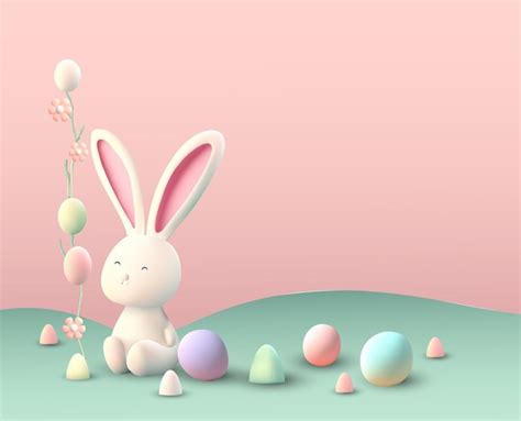 Premium Vector Easter Bunny 3d Vector Concept Rabbit Eggs Cute Background Pastel Spring