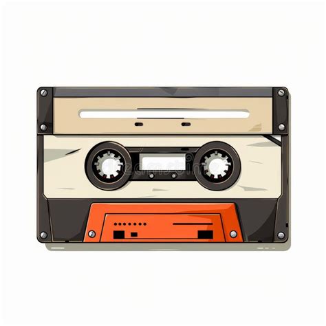 Minimalist Cartoon Cassette Illustration On White Background Stock