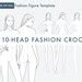 10 Head Fashion Croquis Template Vector Files With Front And Back Views