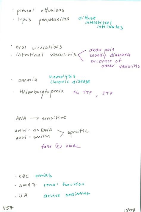 457 Sle Pulmonary Manifestations Gi Hematologic Serum Diagnostic