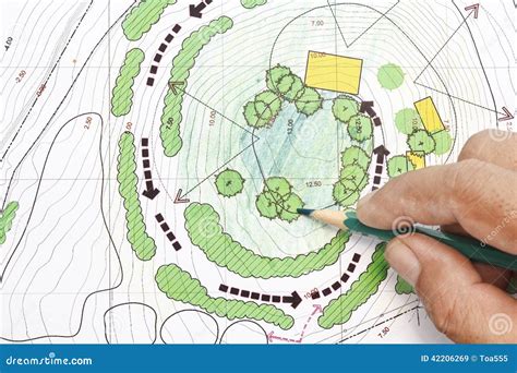 Landscape Architect Designing On Site Analysis Plan Royalty Free Stock Image