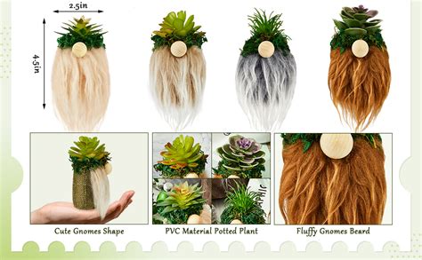 Taiyin 4 Pcs Mini Gnomes Planter For Succulent Funny
