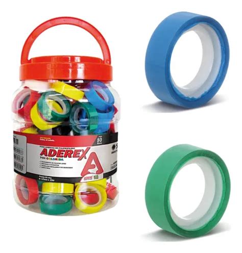 Fita Adesiva Durex Colorida Personalizado Pote De 12mm X 10m Cor
