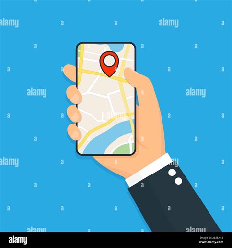 Smartphone With Mobile Gps Navigation Flat Vector Illustration Stock
