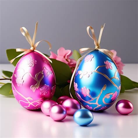 Premium Photo Happy Easter Background Decorated Eggs
