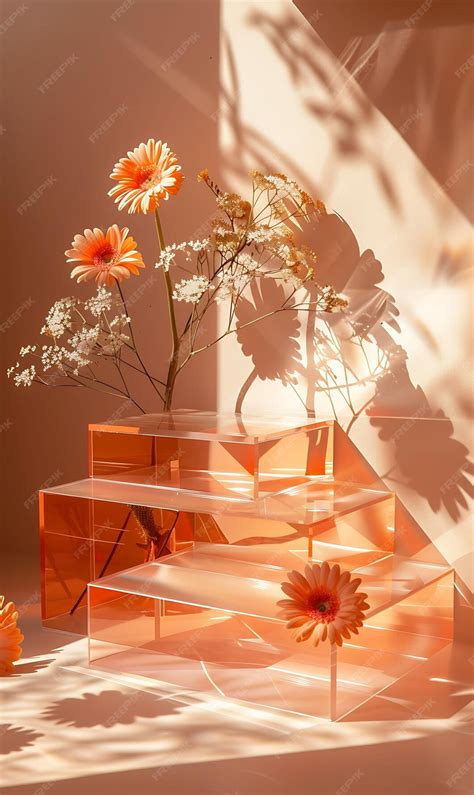 Stepped Plexiglass Product Stand With High Gloss And Reflective Fin