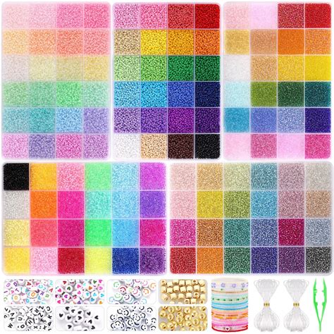 Funtopia 61000pcs 2mm Seed Beads For Jewelry Making 5 Types 120 Colors
