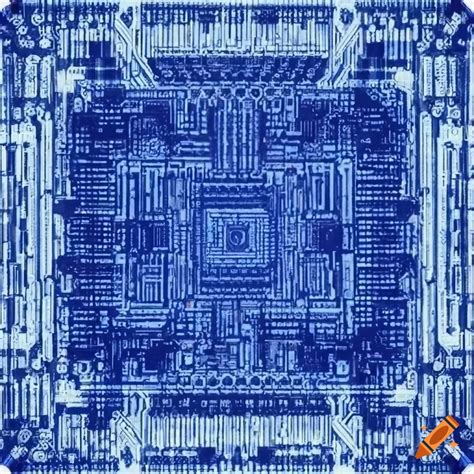 Detailed Blueprint Of A Microprocessor On Craiyon