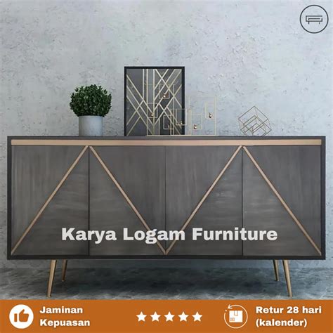 Jual Lemari Buffet Kabinet Modern Minimalis Kayu Solid Dan Stainless Kab Jepara Karya