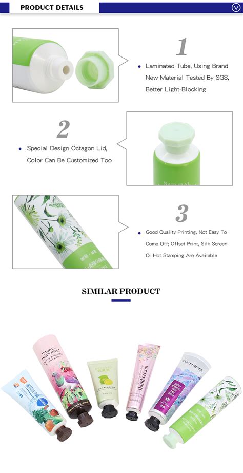 Fancy Laminated Natural Hand Cream Cosmetic Tubes With Octagonal Caps