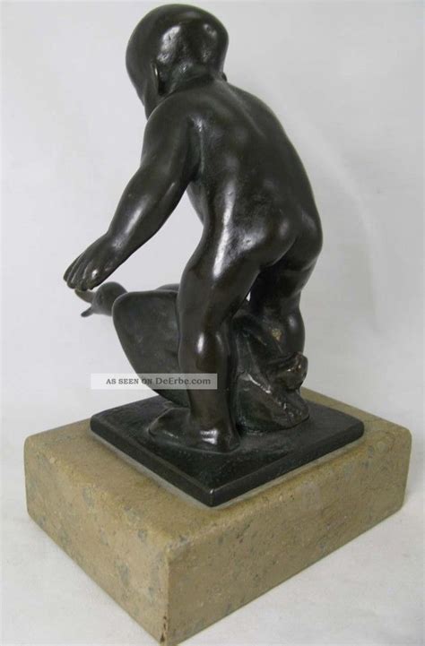 Jakob Ludwig Schmitt Bronze Figur Skulptur Gänsefänger Junge Mit