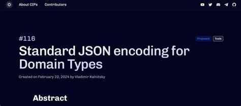 Cip 0116 Standard Json Encoding For Domain Types Mlabs