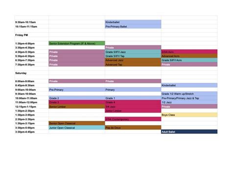 Dance Class Timetable — Turning Point Dance