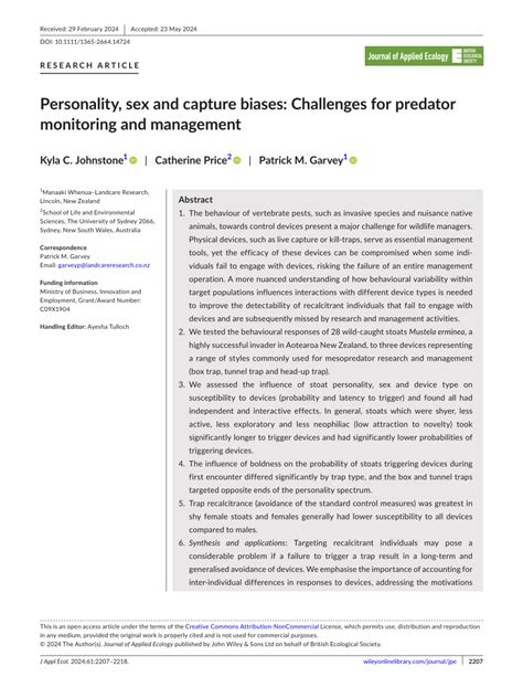 Pdf Personality Sex And Capture Biases Challenges For Predator